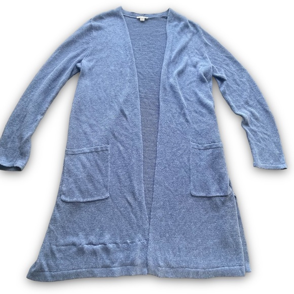 J. Jill | Sweaters | J Jill Powder Blue Linen Blend Open Front Long ...